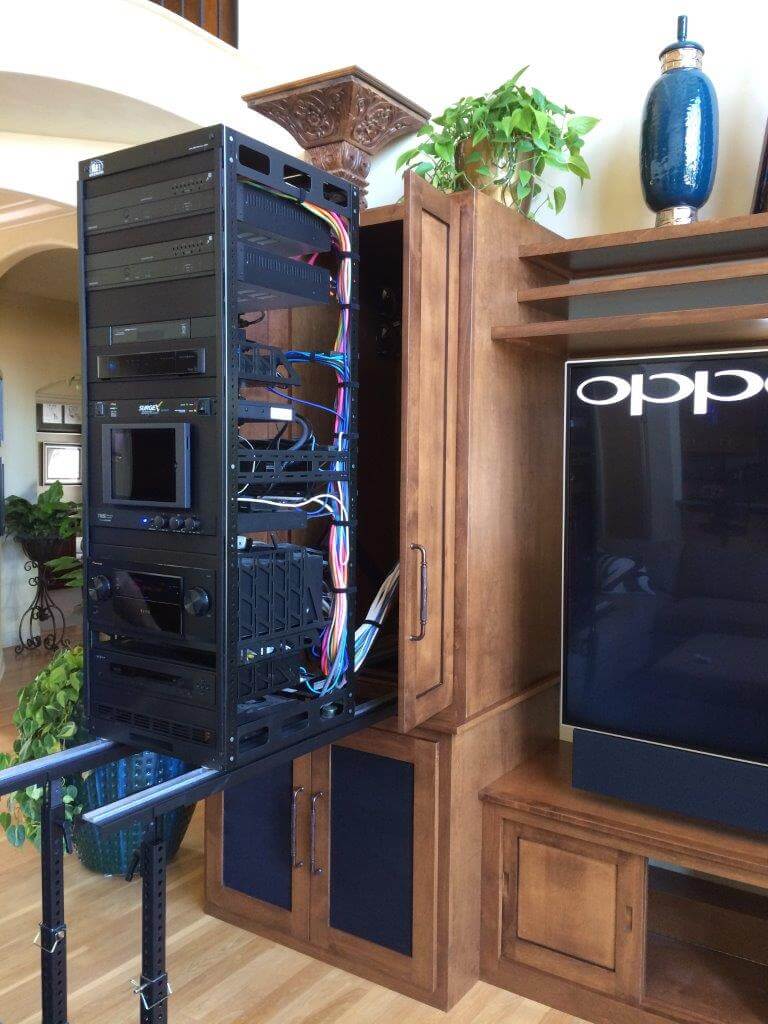 Great room AV equipment rack service - Accurate Electronic Interiors, Inc.